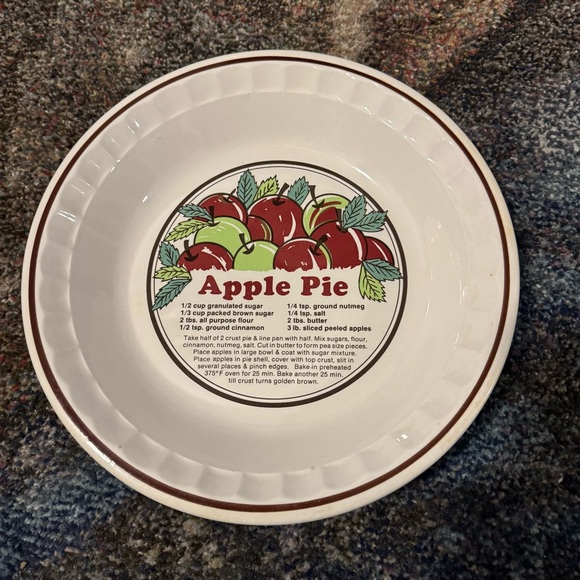 Kitchen | Apple Pie Vintage Ceramic Recipe Pie Plate With Red And Green ...